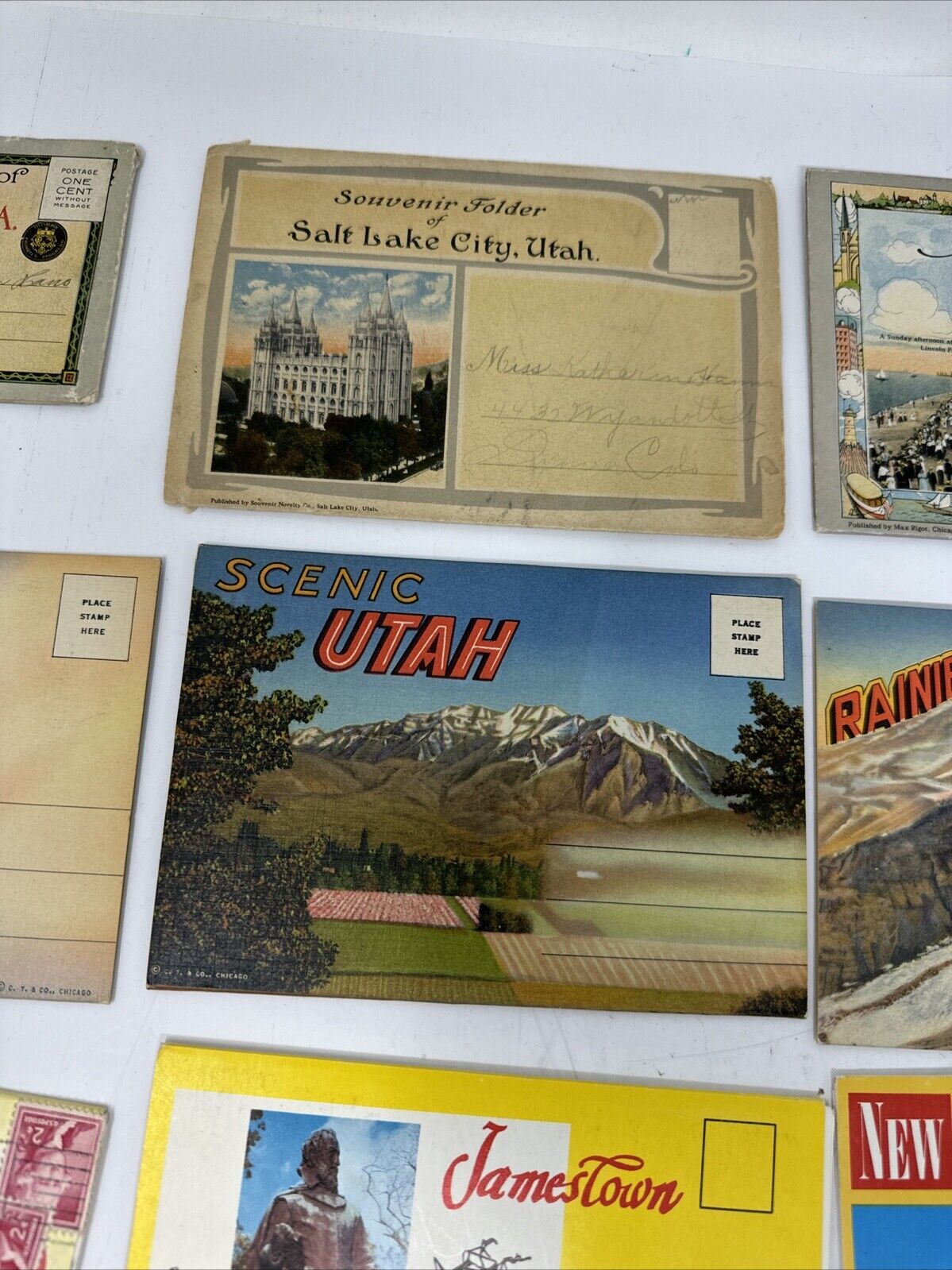 17 Postcard Folders Vintage Antique Mixed Lot US States Cities ...