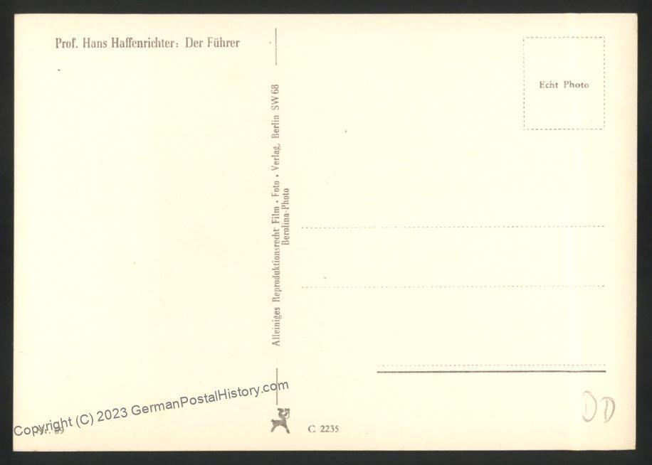 3rd Reich Germany Hitler Model Bust Portrait Film Foto Verlag RPPC ...