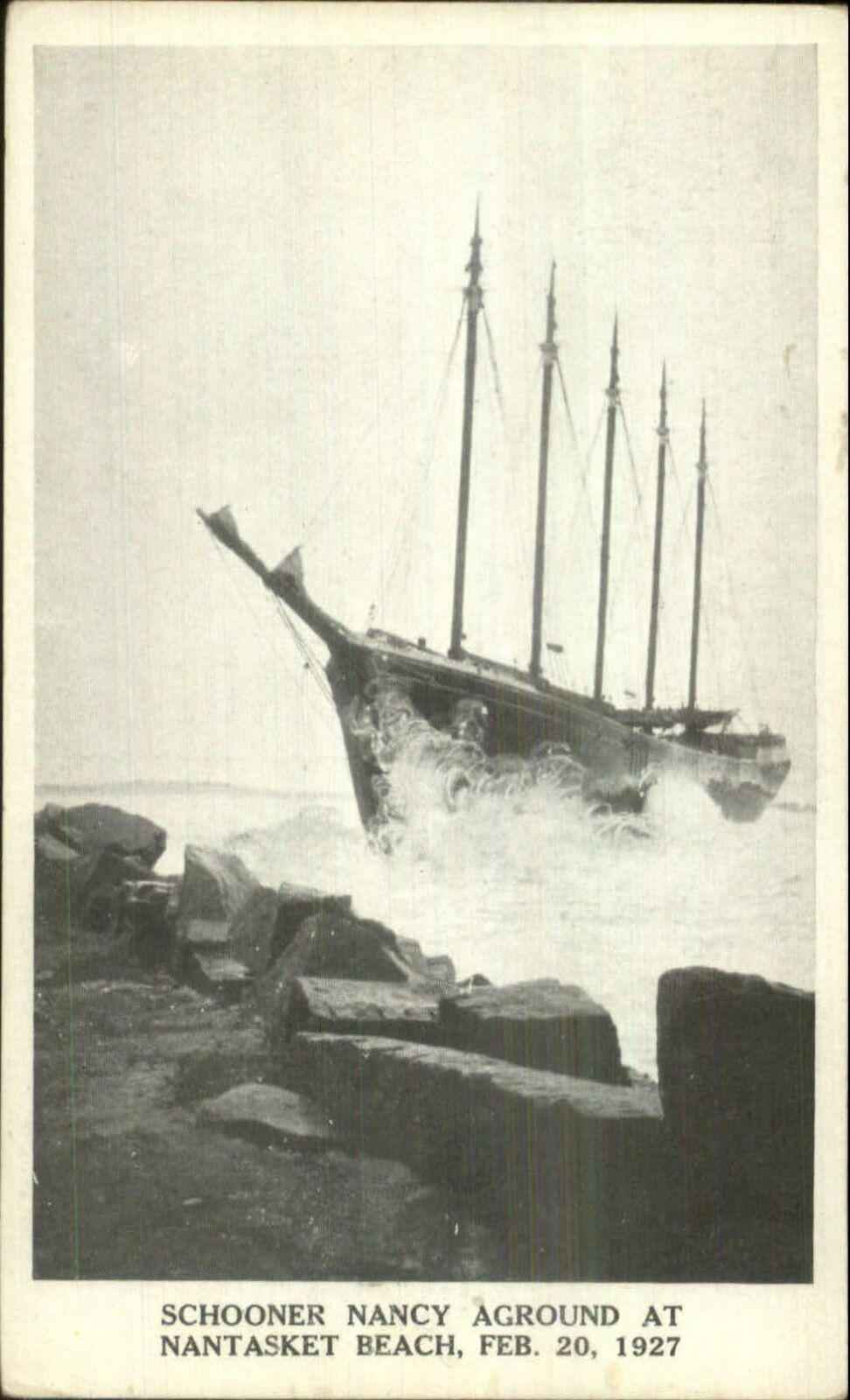 Shipwreck Schooner Nancy Nantasket Beach MA 1927 Ship Disaster Postcard ...