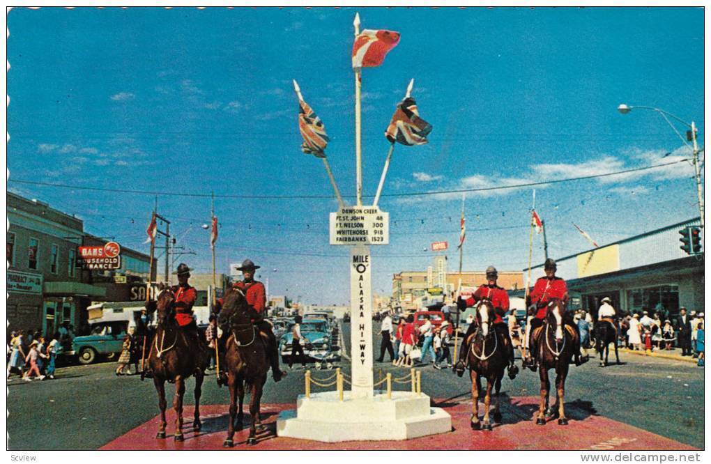 Dawson Creek, Showing The Famous Mile Zero Post That Marks The Start Of ...