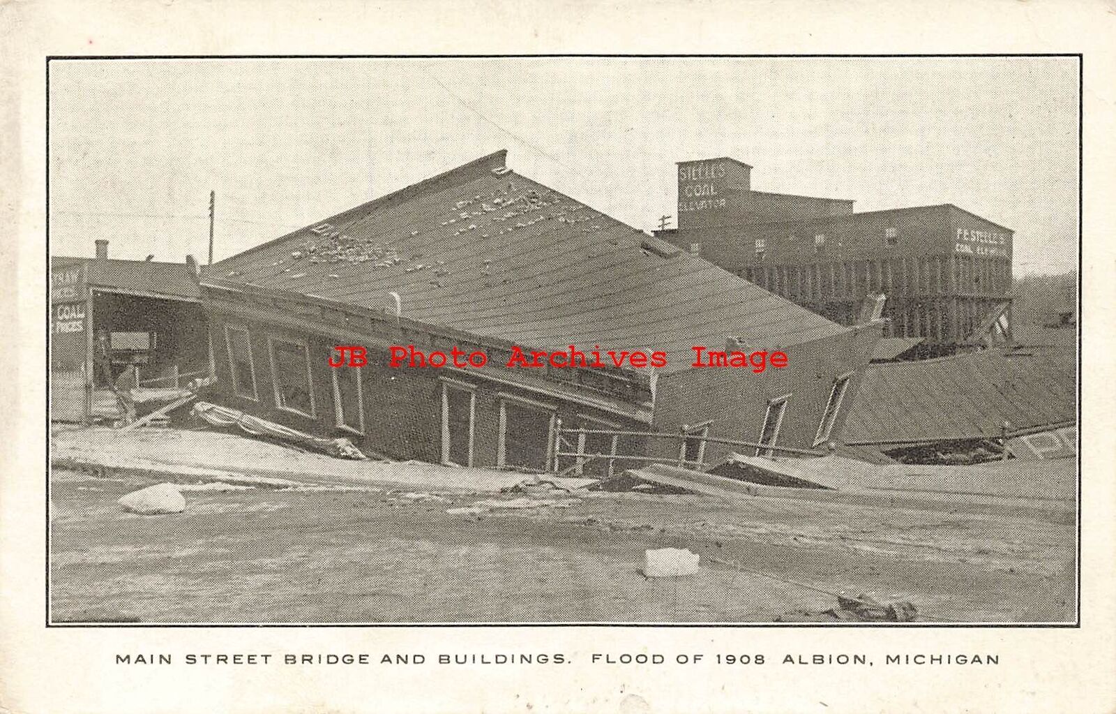 MI, Albion, Michigan, Main Street Bridge, Buildings, 1908 Flood ...
