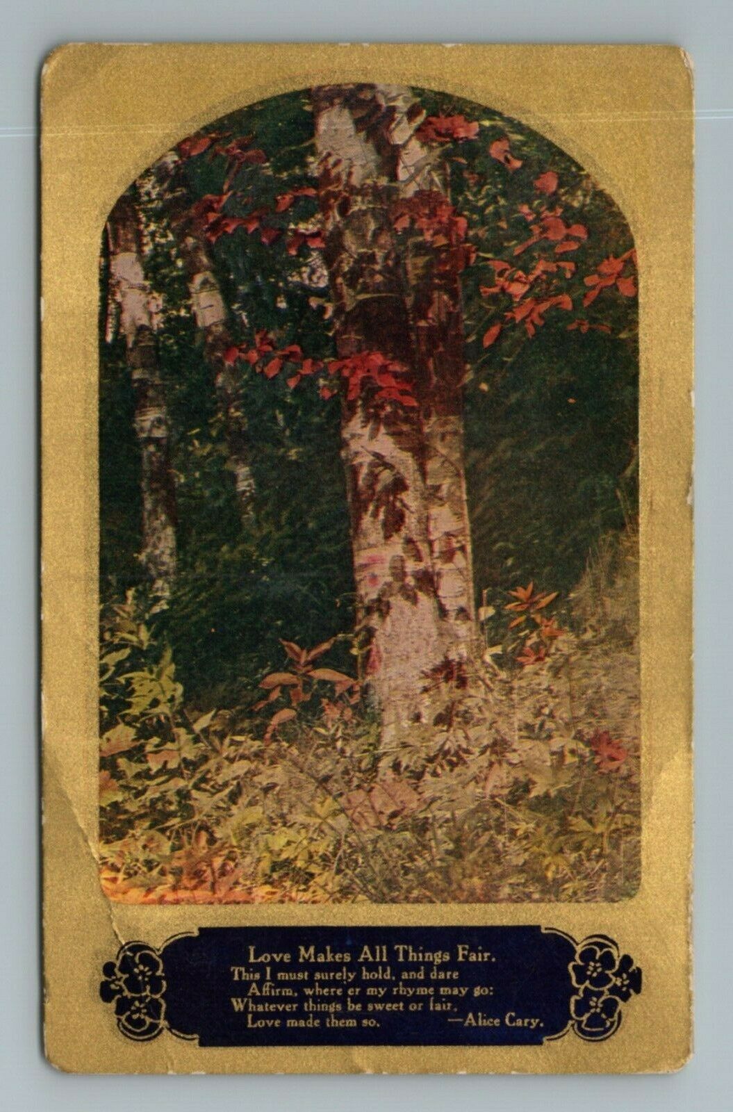 1912 Alice Cary Poem Love Makes All Things Fair Nature Scene Vintage ...
