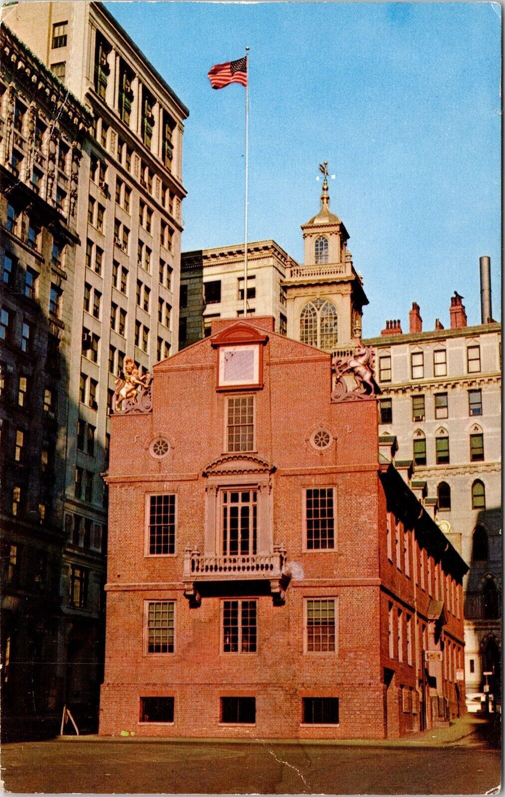 Old State House Boston John Hancock State Street Postcard WOB Note Flag ...