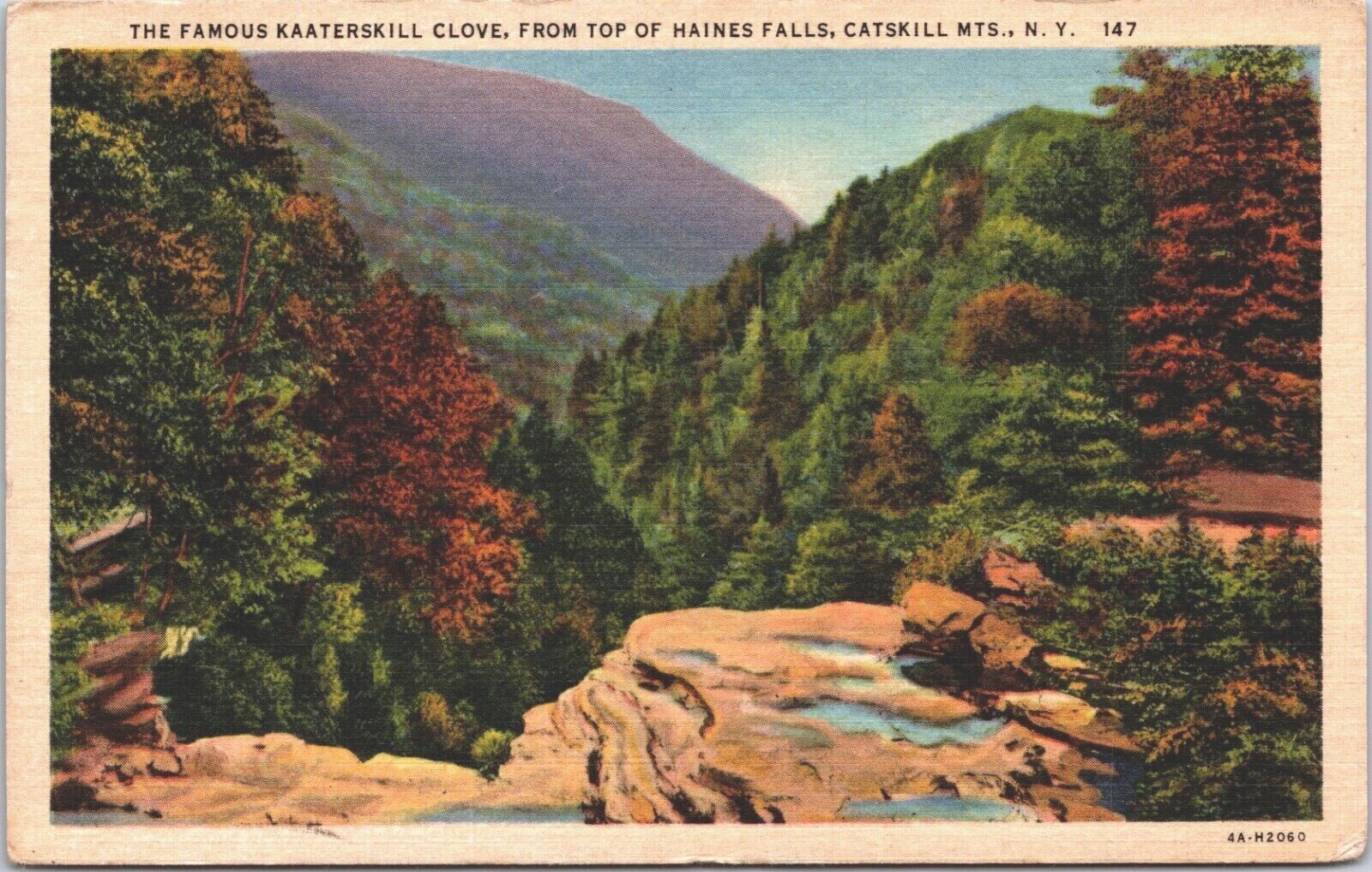 USA Kaaterskill Clove Haines Falls Catskill Mts New York Linen Postcard ...