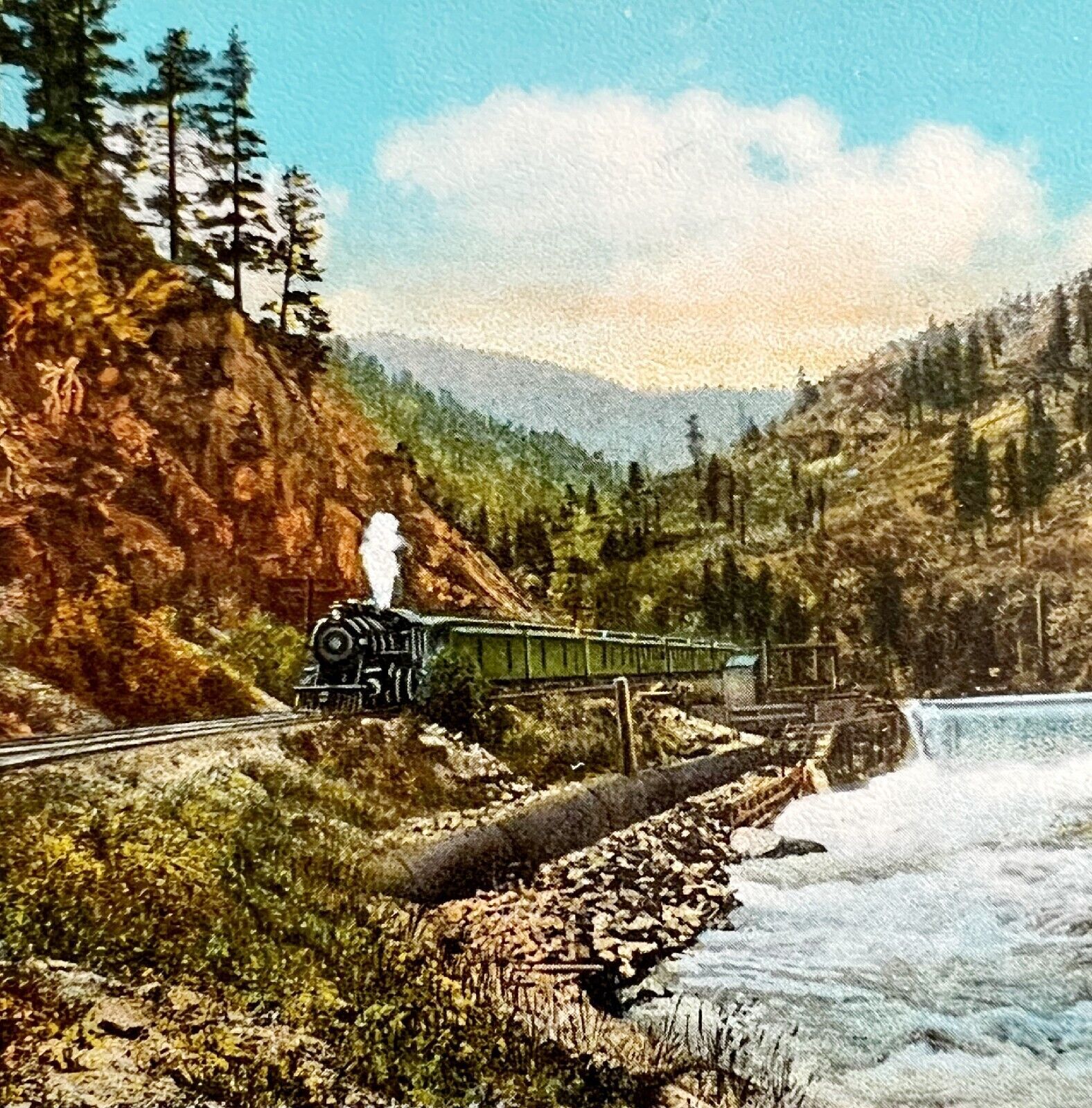 Pulp Mills Dam Train Postcard Railroad Floriston California c1950-60 ...