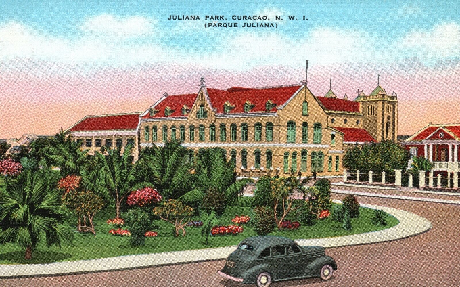 Vintage Postcard 1930's Juliana Park Curacao N.W.I. Parque Juliana Pub ...