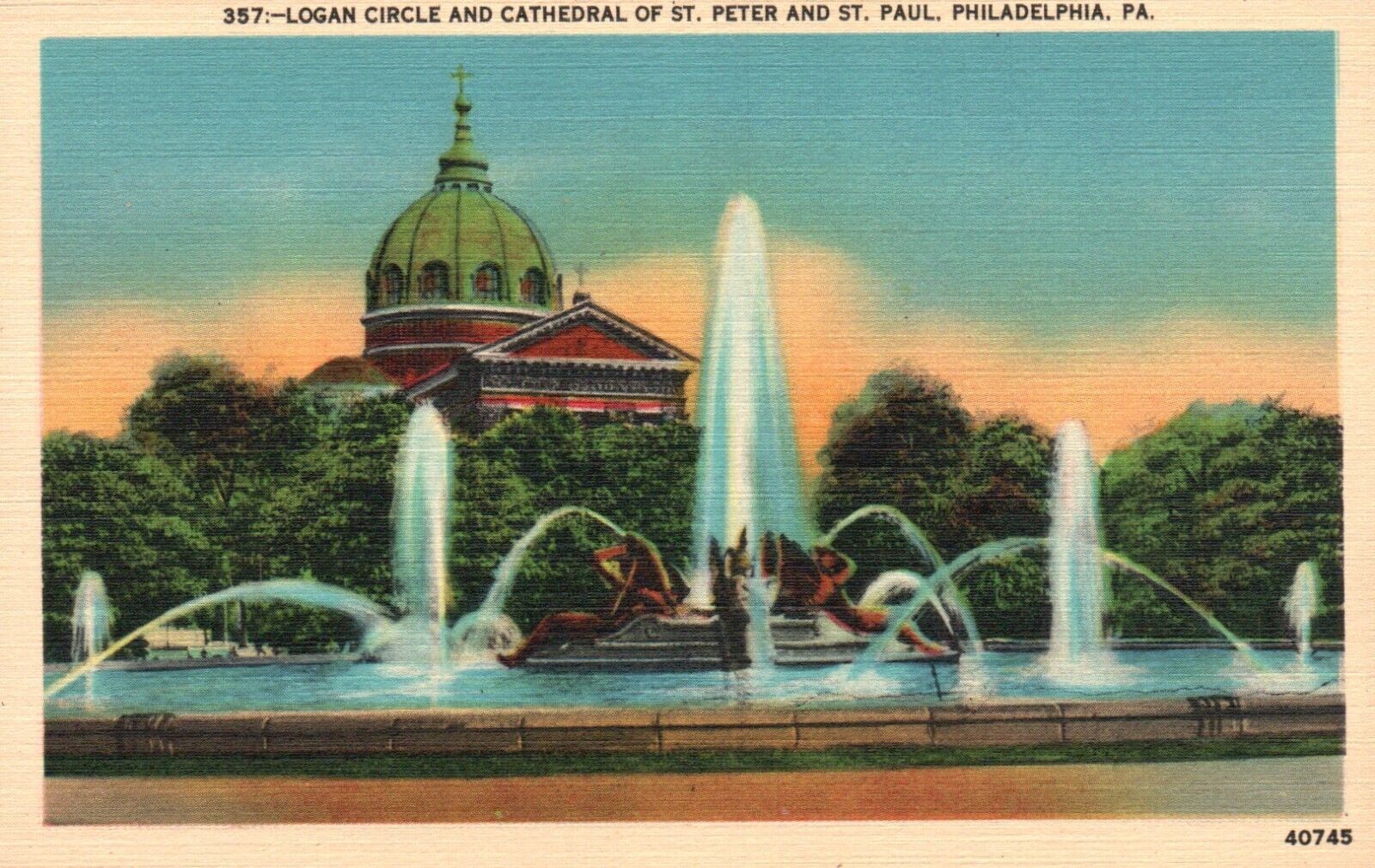 Postcard PA Philadelphia Logan Circle Cathedral of Sts Peter & Paul Old ...