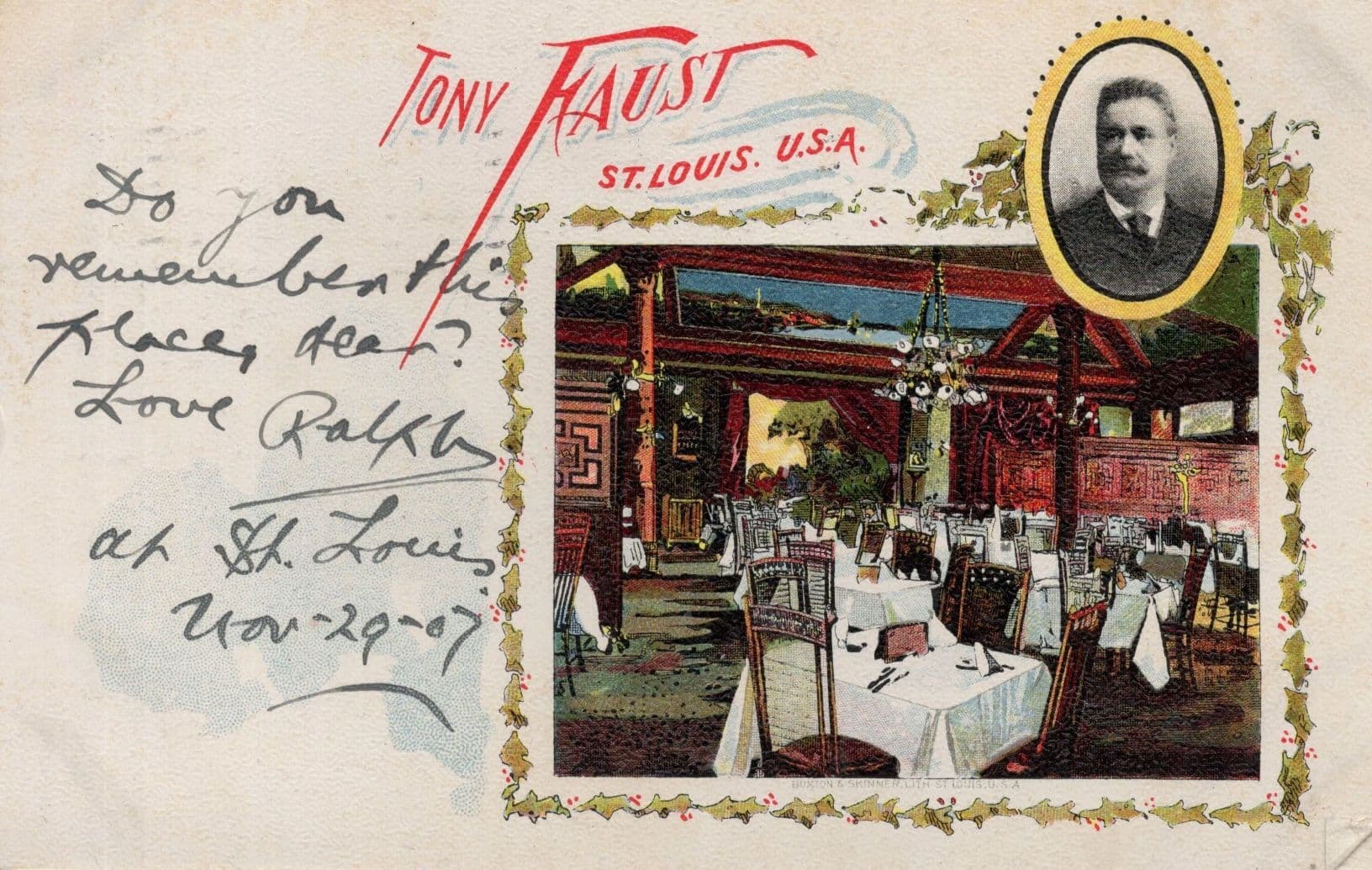 Tony Faust Restaurant Owner Portrait St Louis USA Old Postcard | United ...