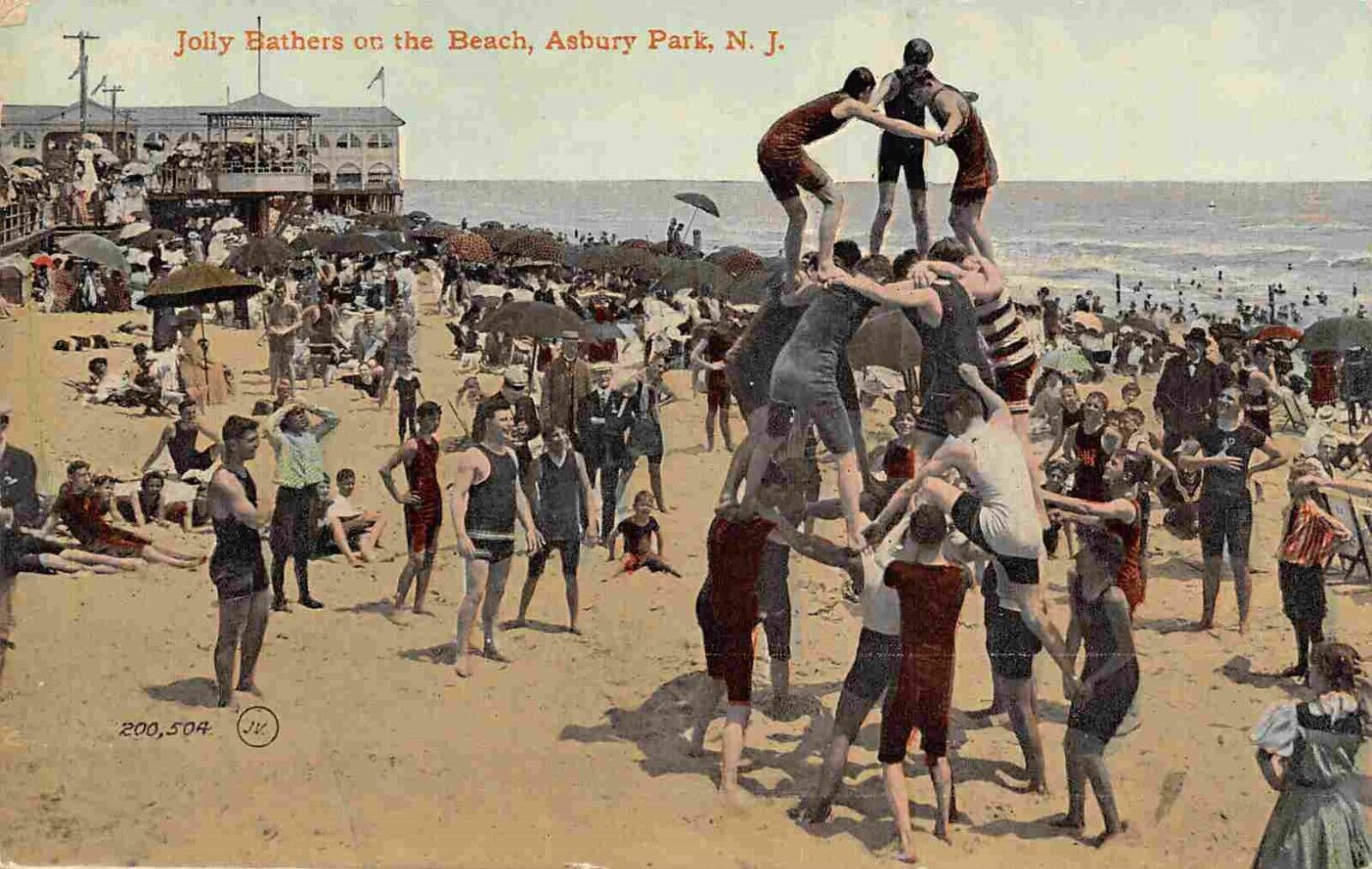 Human Pyramid Beach Crowd Asbury Park New Jersey 1911 postcard | Europe ...