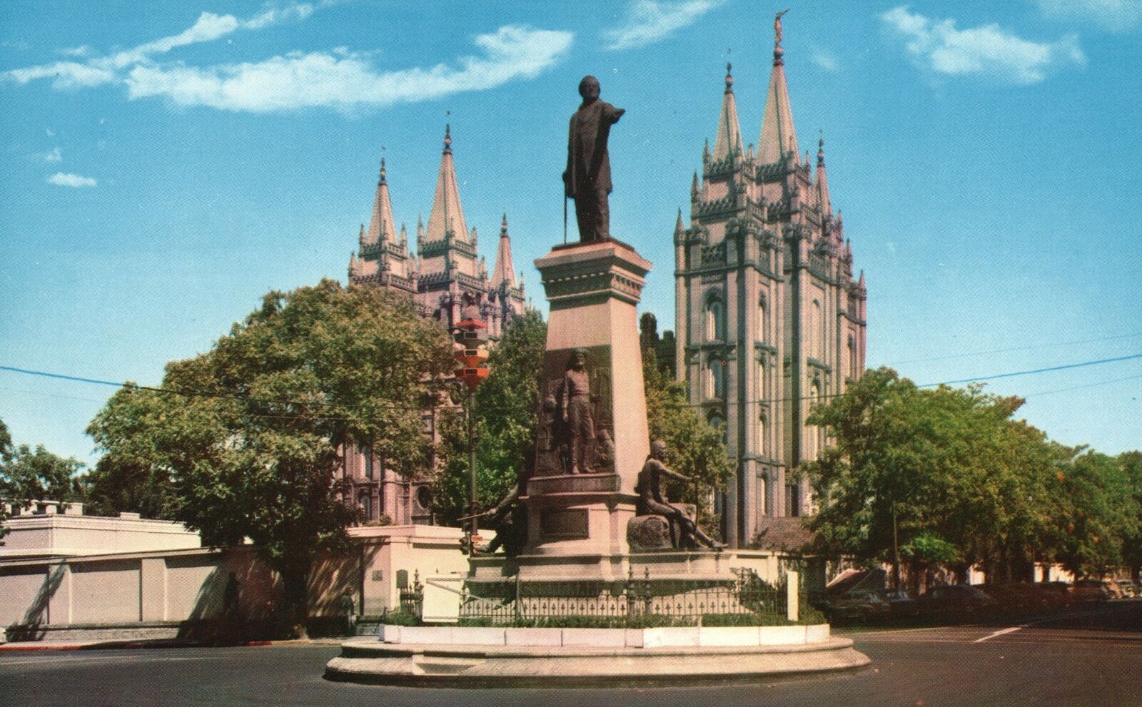 Vintage Postcard Brigham Young Monument Mormon Temple Salt Lake City ...
