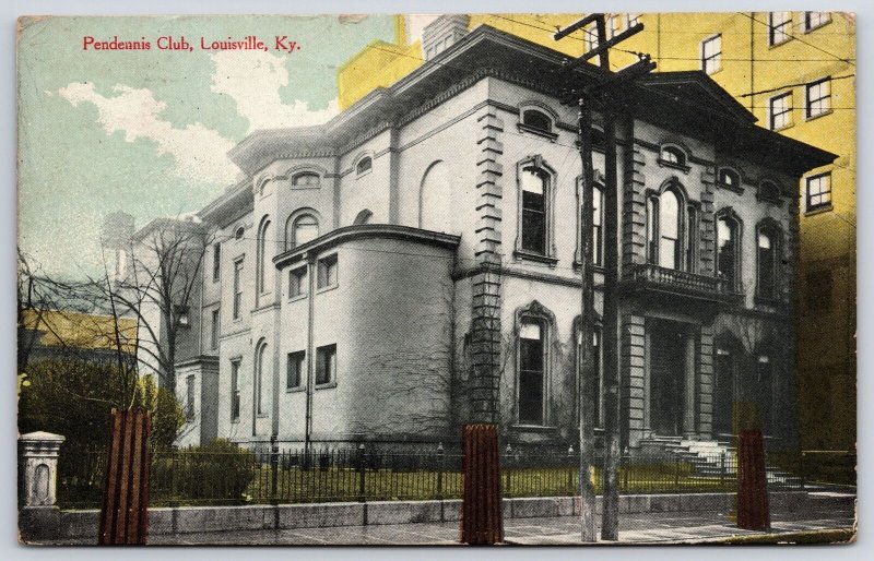 Vintage Postcard 1914 Pendennis Club Building Gate Fence Louisville ...