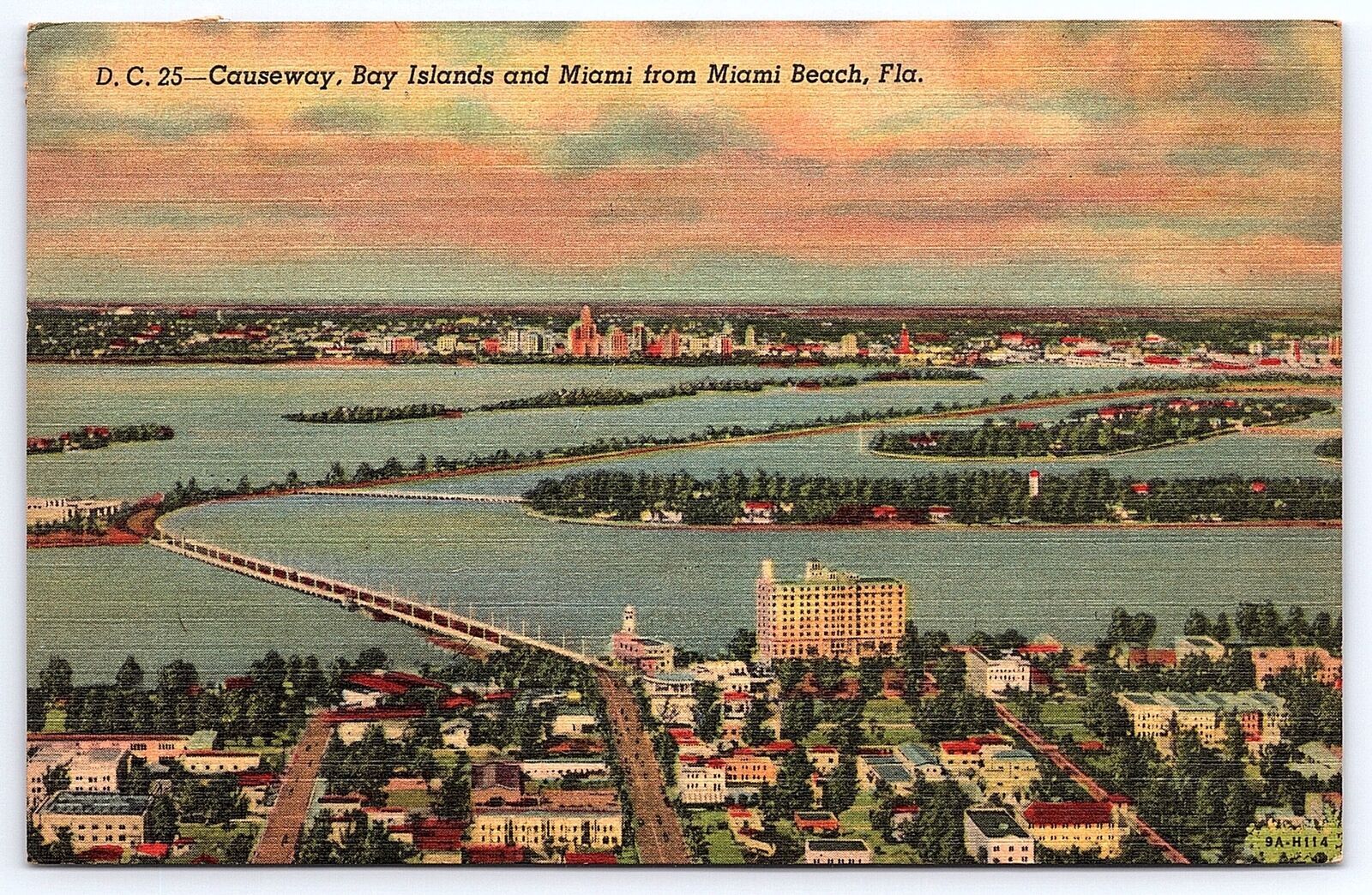 Vintage Postcard 1959 Causeway Bay Islands & Miami from Miami Beach ...