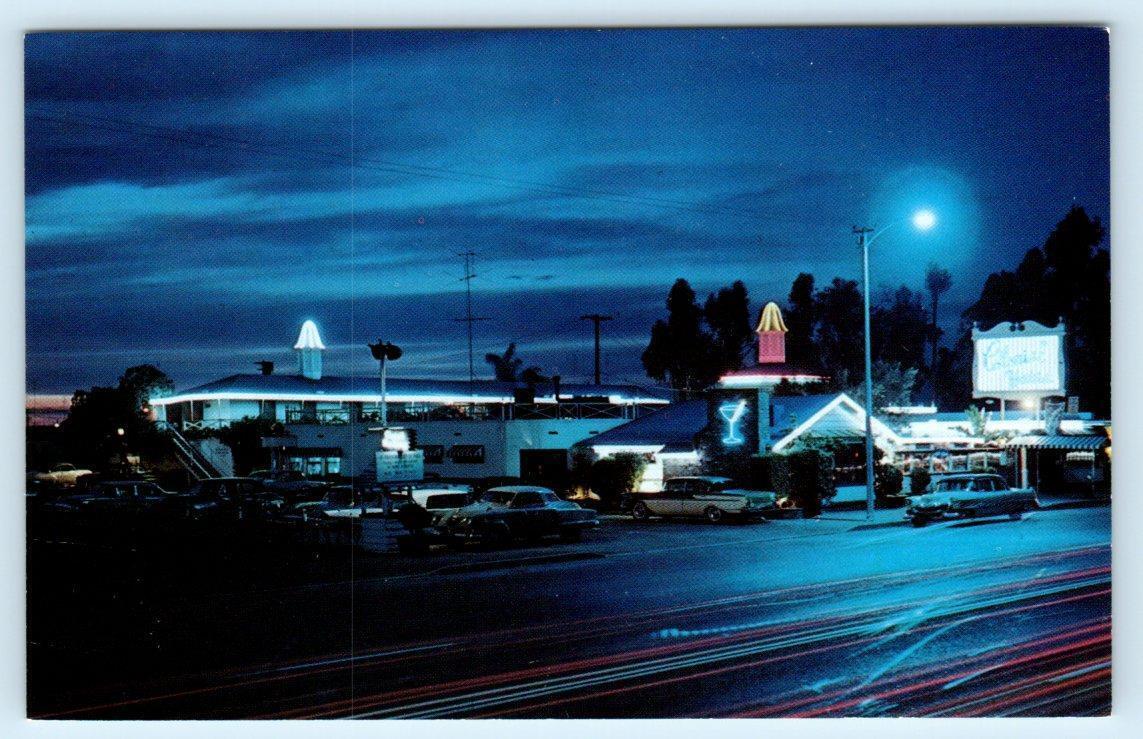 OXNARD, CA California ~ Roadside COLONIAL HOUSE Night Scene c1950s ...