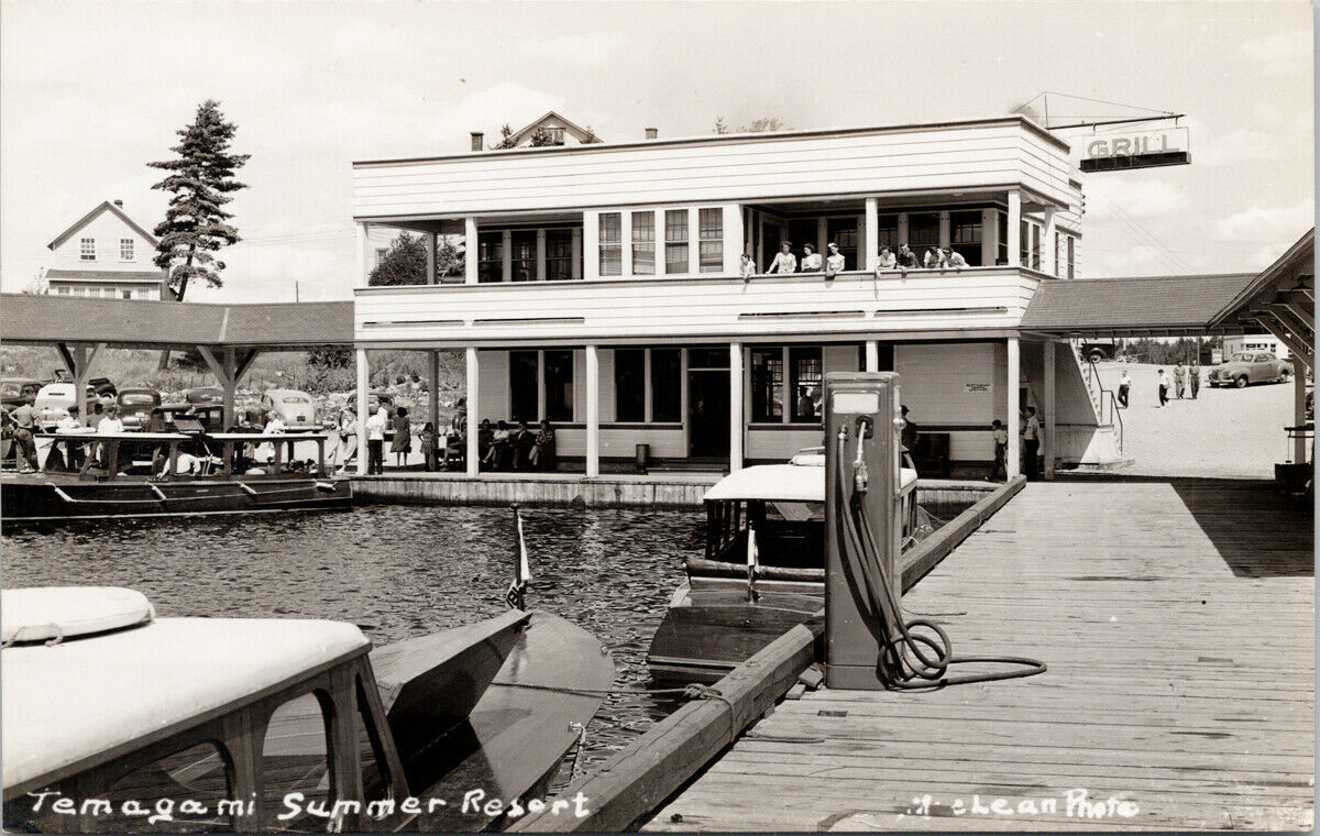 Temagami Summer Resort Ontario Boats Gas Pump Grill Sign Real Photo ...