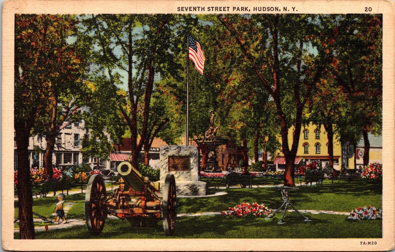 Seventh Street Park Hudson New York Ny Linen Canon Flag Pm Wob Postcard ...