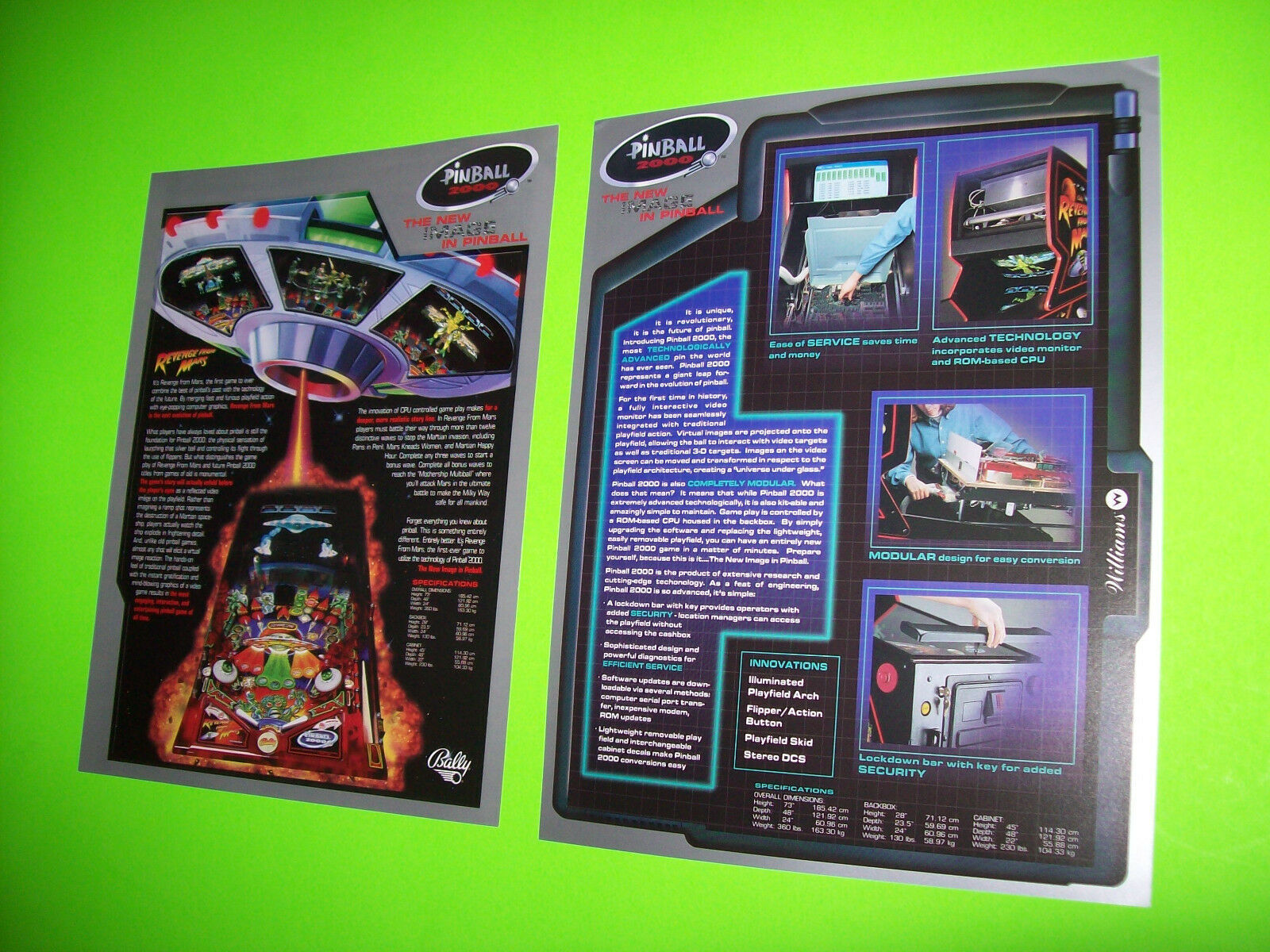 Revenge From Mars Pinball FLYERS Set Of 2 NOS Bally Original Space Age ...