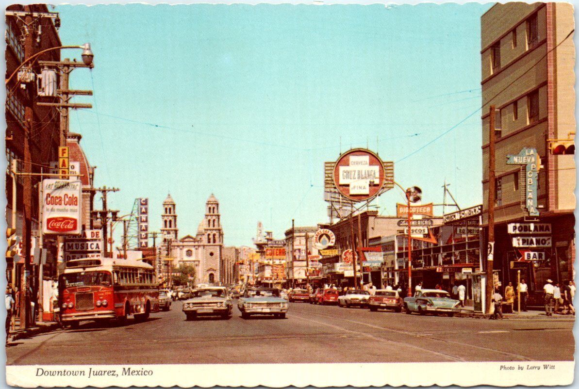 Postcard - The central business area of downtown Juárez, Mexico | Latin ...