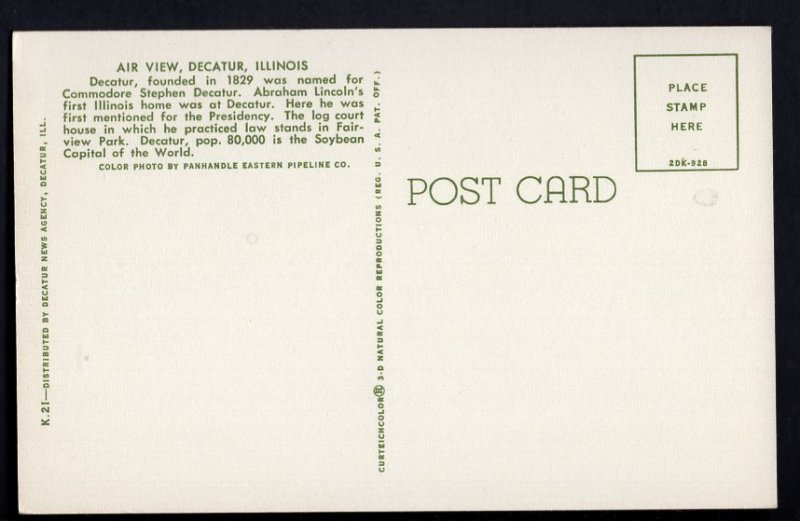 Illinois DECATUR Air View Soybean Capital of the World - Chrome ...