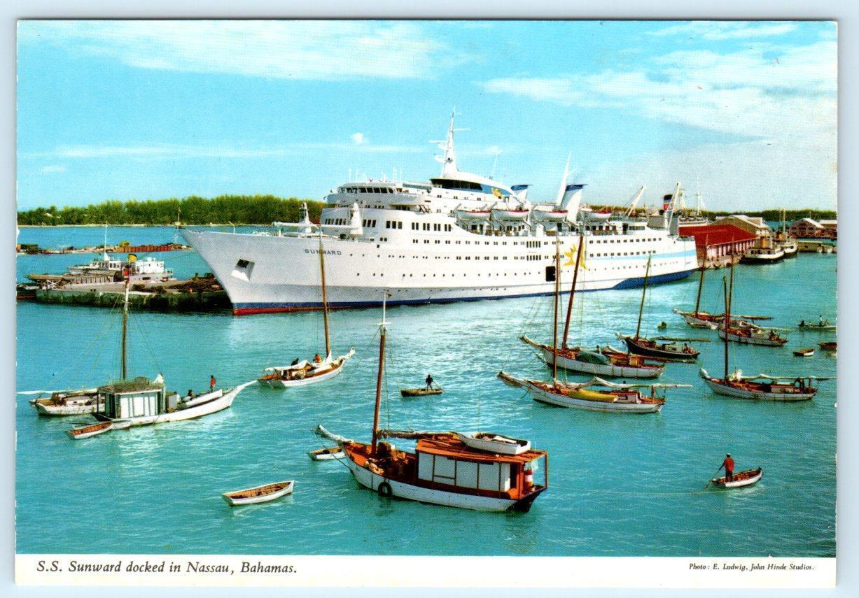 NASSAU, BAHAMAS ~ Cruise Ship S.S. SUNWARD in Harbor 4"x6" Postcard ...