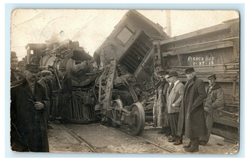 Pierce Nebraska 1912 Train Wreck Crash Accident RPPC Photo Antique ...