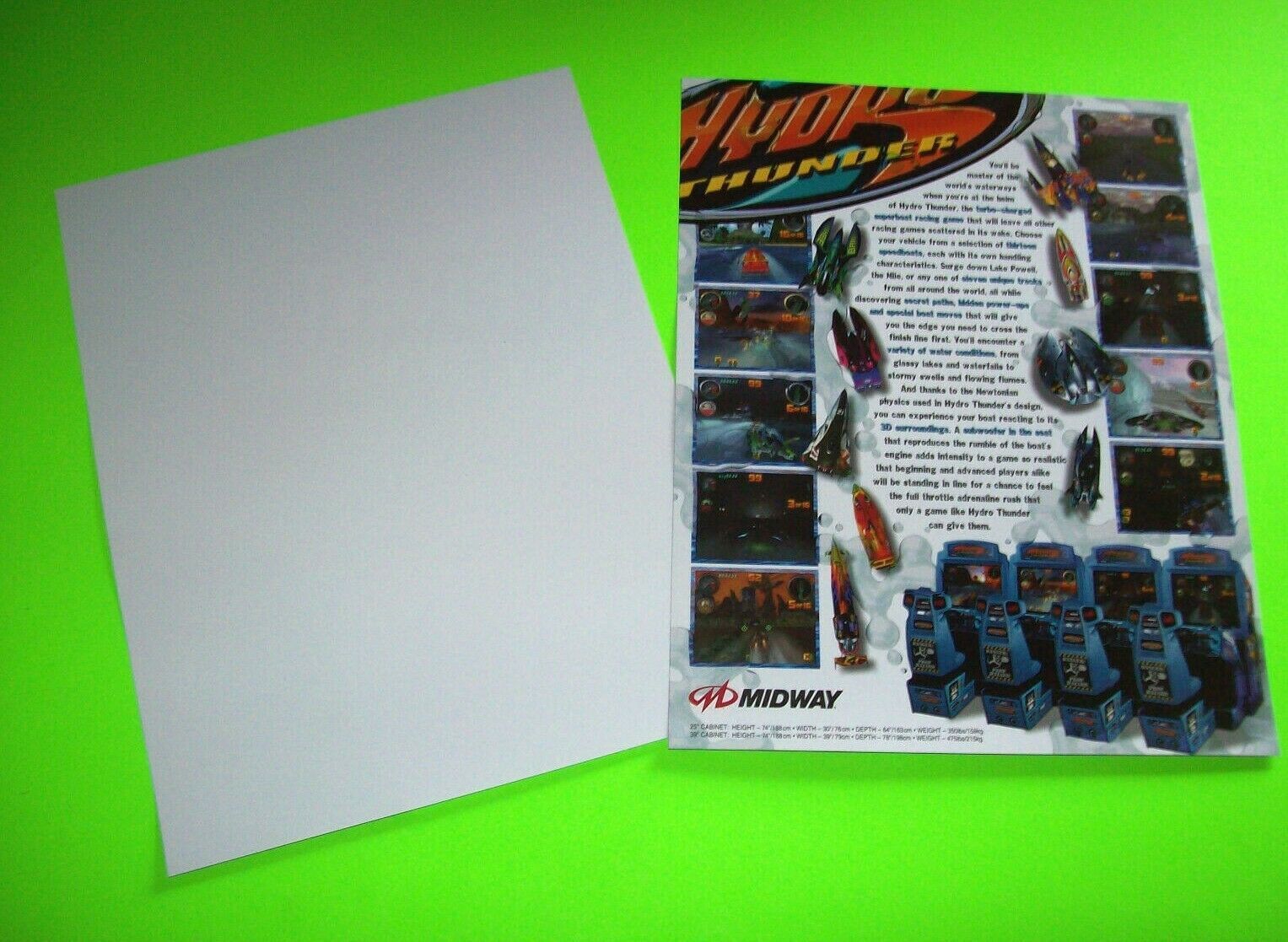 Hydro Thunder Arcade Flyers 1995 Set Of 2 Original Video Game Artwork 8 ...
