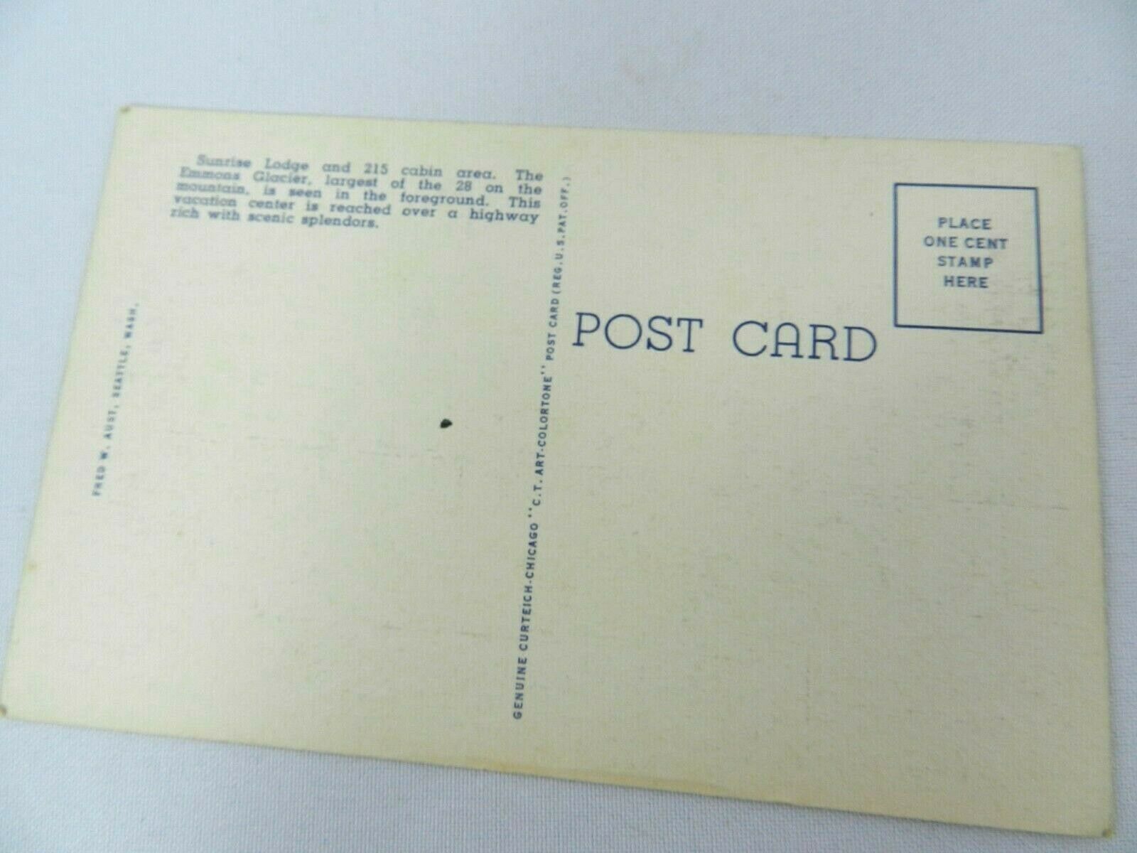 Vintage Linen Postcard Sunrise Lodge and Cabin Area at Rainier National ...