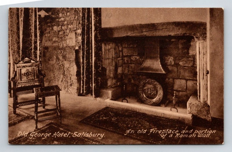 Salisbury Maryland Old George Hotel Old Fireplace Sepia BW UNP Postcard ...