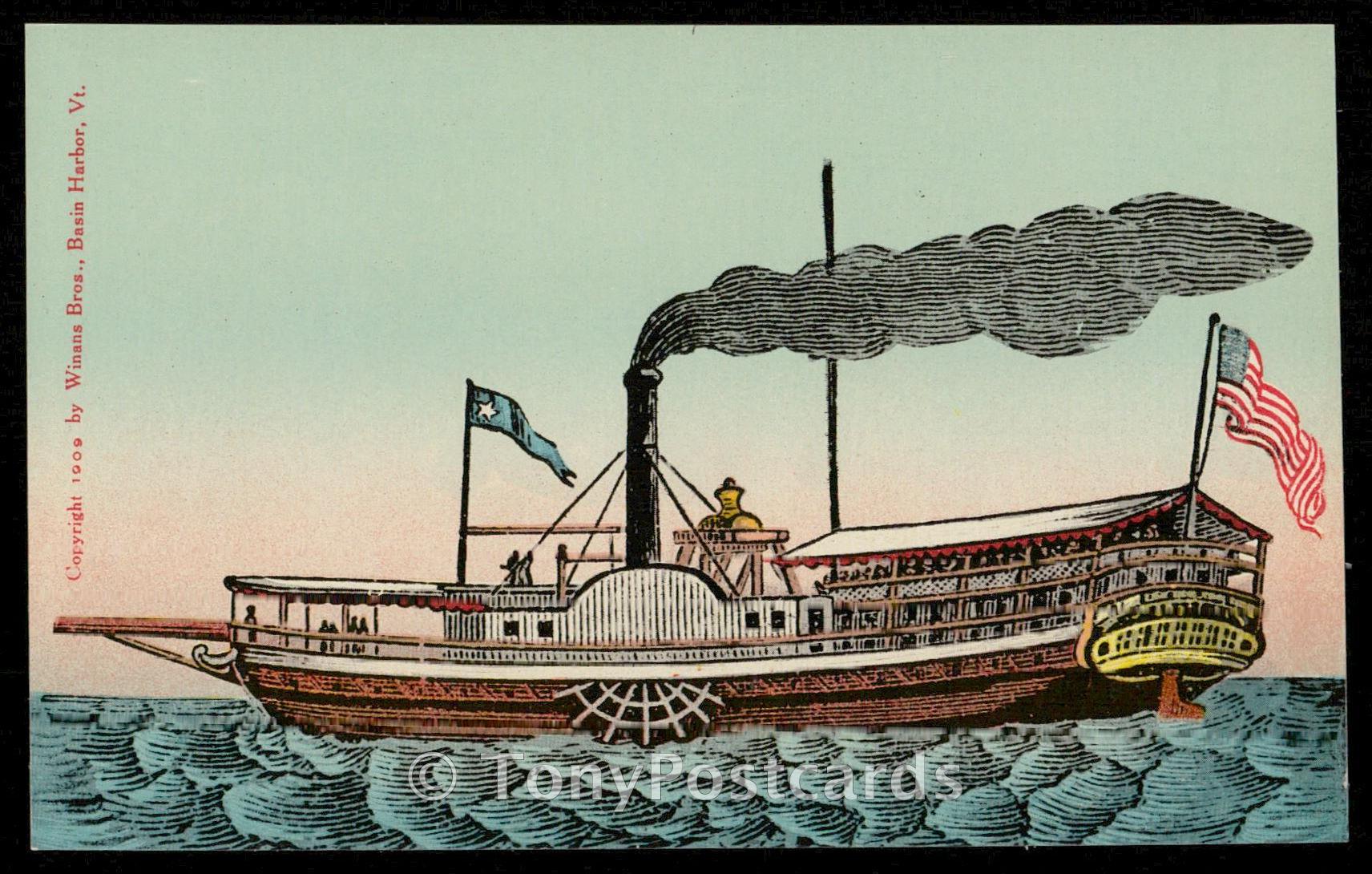 First Steamboat on Lake Champlain (and the second in the World ...