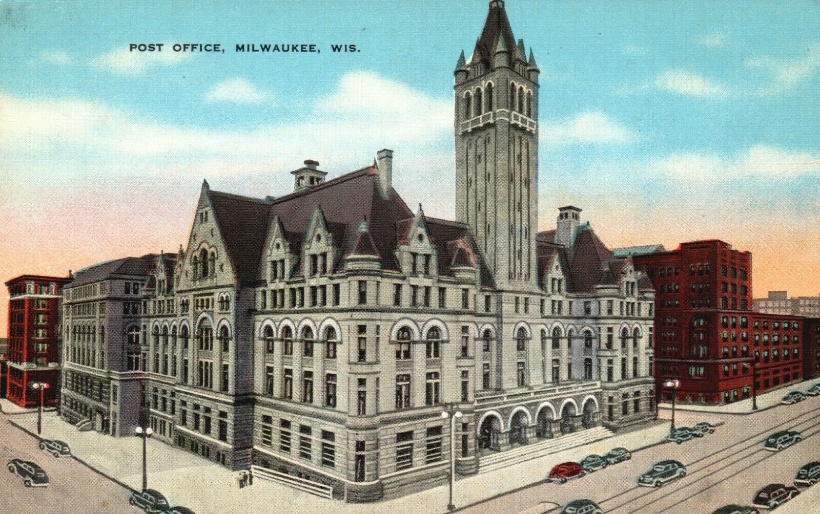 Vintage Postcard 1930s Post Office Building on East Milwaukee WI ...