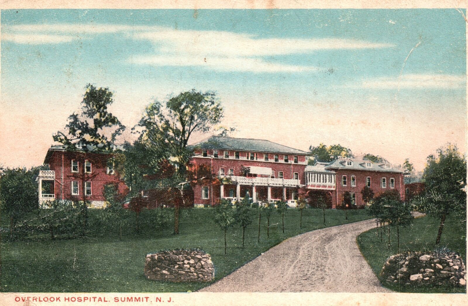 Vintage Postcard 1920's Overlook Hospital Building Summit New Jersey ...