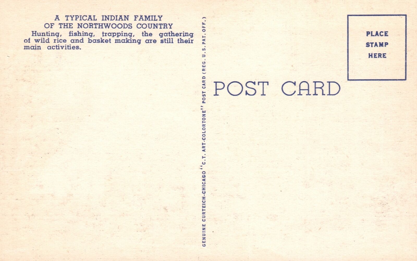 Vintage Postcard 1930's Native American Indian Family Activities on ...