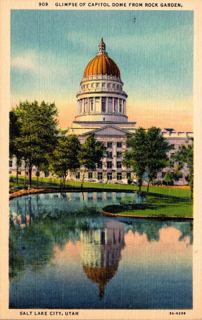 Utah Salt Lake City Glimpse Of Capitol Dome From Rock Gardens Curteich ...
