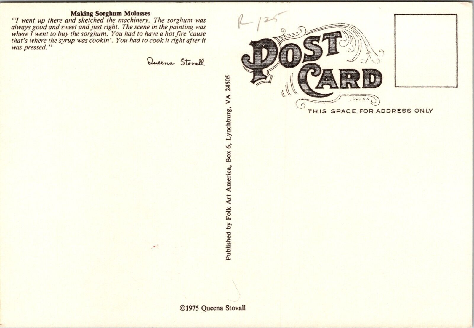 Making Sorghum Molasses 1975 Queena Stovall Folk Art America Postcard ...