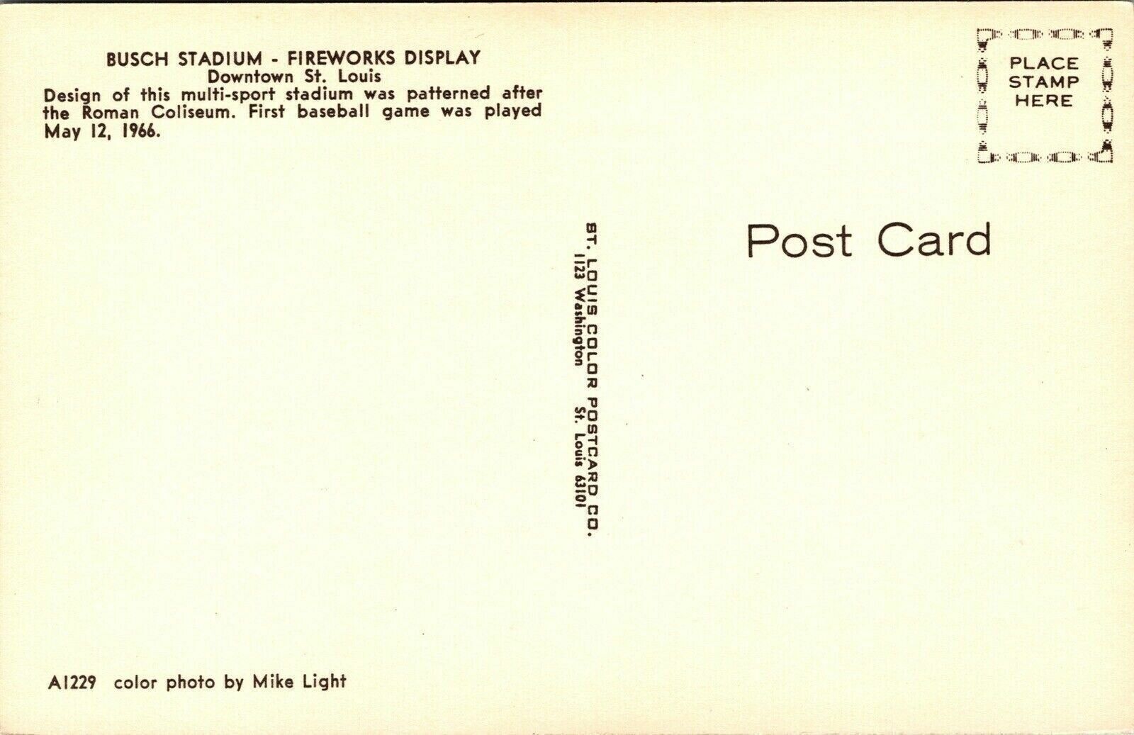 Busch Stadium Fireworks Display Downtown St Louis MO Postcard VTG UNP ...