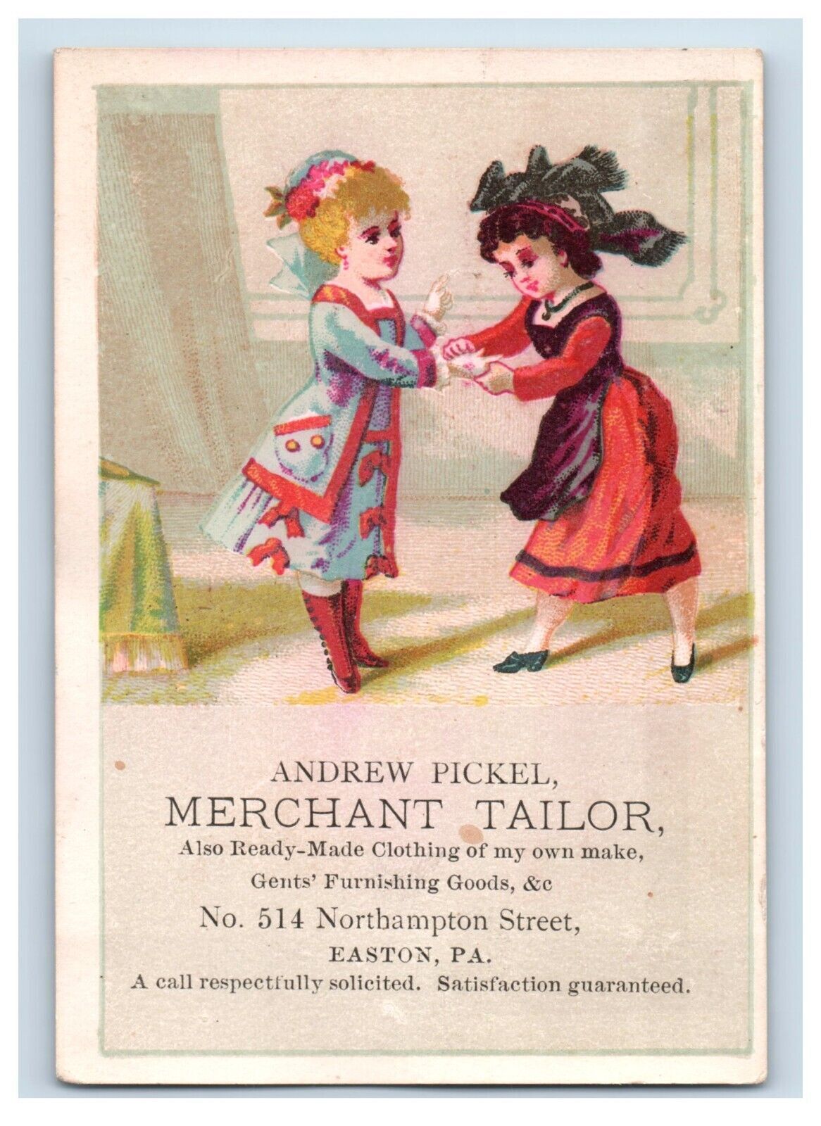 1870's-80's Andrew Pickel Easton PA Merchant Tailor Victorian Trade ...