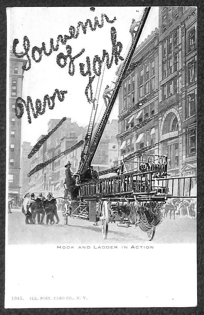 Souvenir of New York Hook & Ladder in Action Fire Truck Glitter Added ...