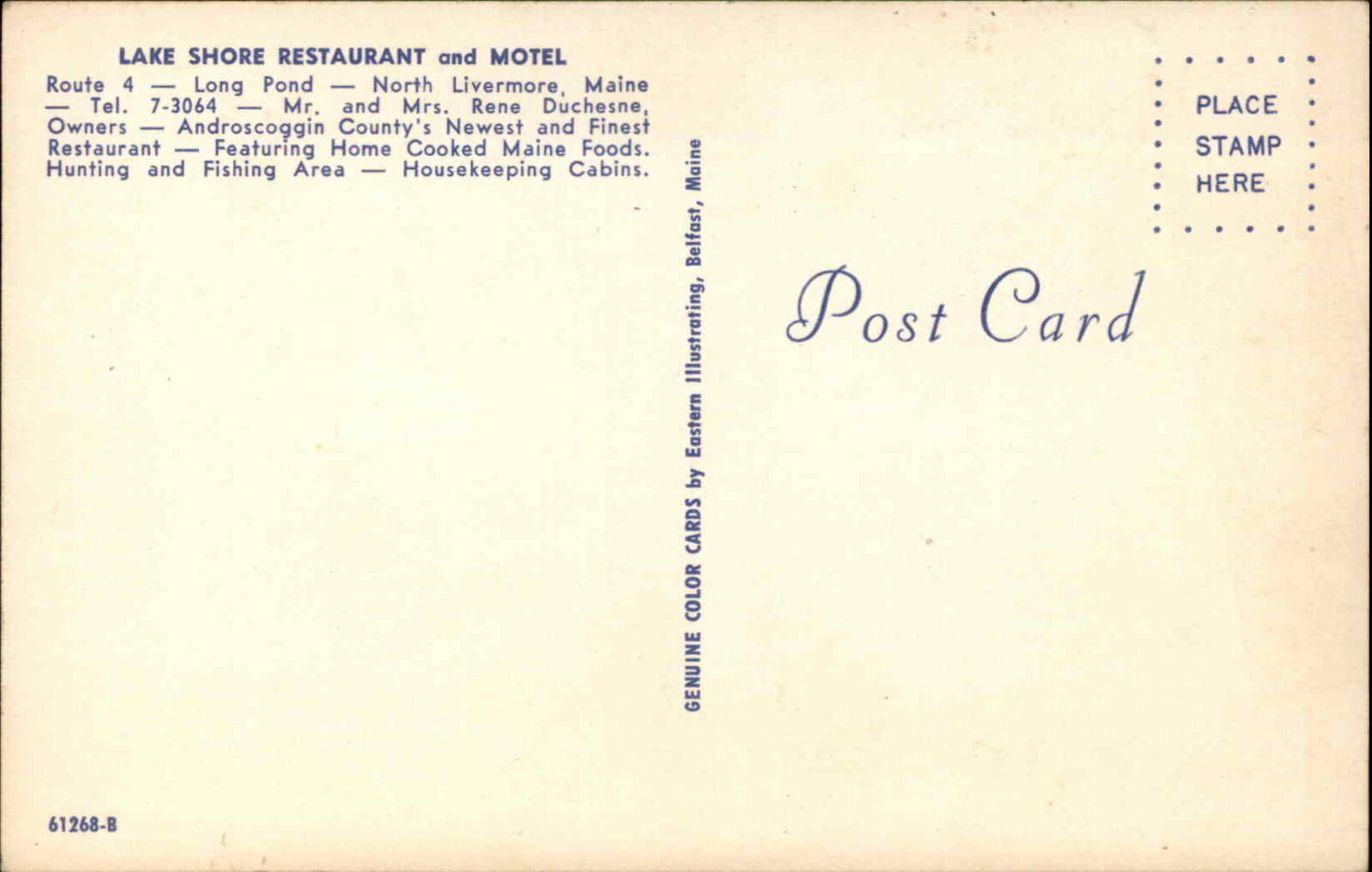 No Livermore Maine ME Lake Shore Restaurant & Motel Interior c1950s-60s ...