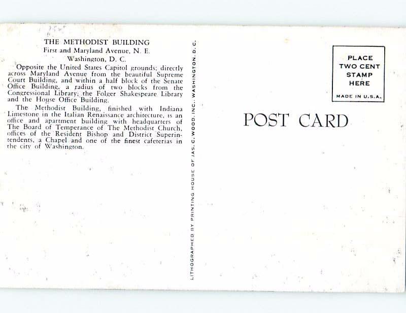 1950's METHODIST BUILDING Washington DC G2616 | United States ...