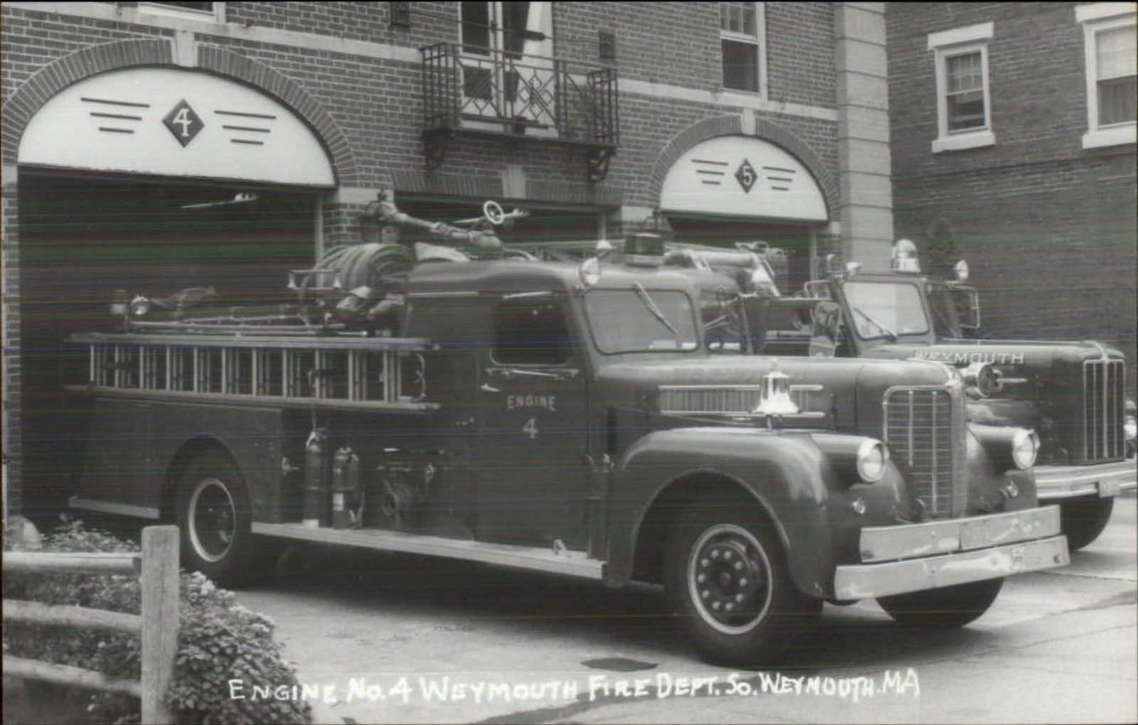 Weymouth MA Fire Engine #4 & Dept Bldg Real Photo Postcard | United ...