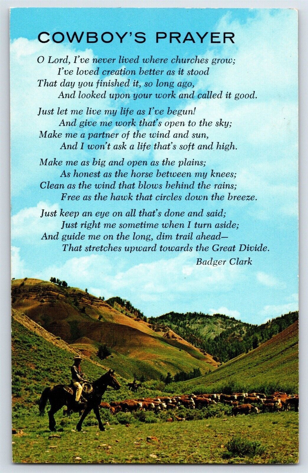 The Cowboy Poem- By James Barton Adams Gods Country Western Theme Linen ...