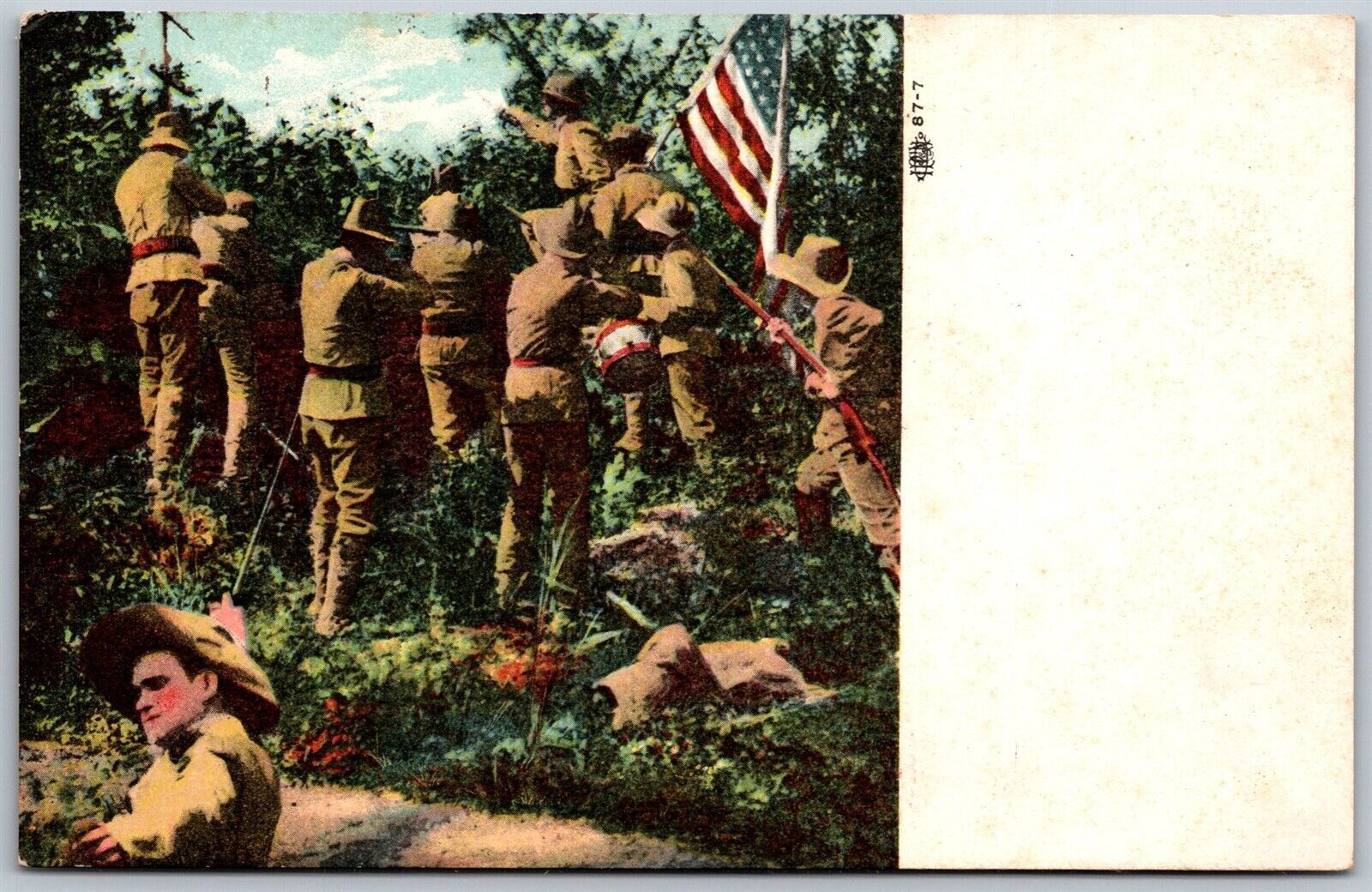 Vtg Military US Army Soldiers Advancing American Flag WW1 Era 1910s Old ...