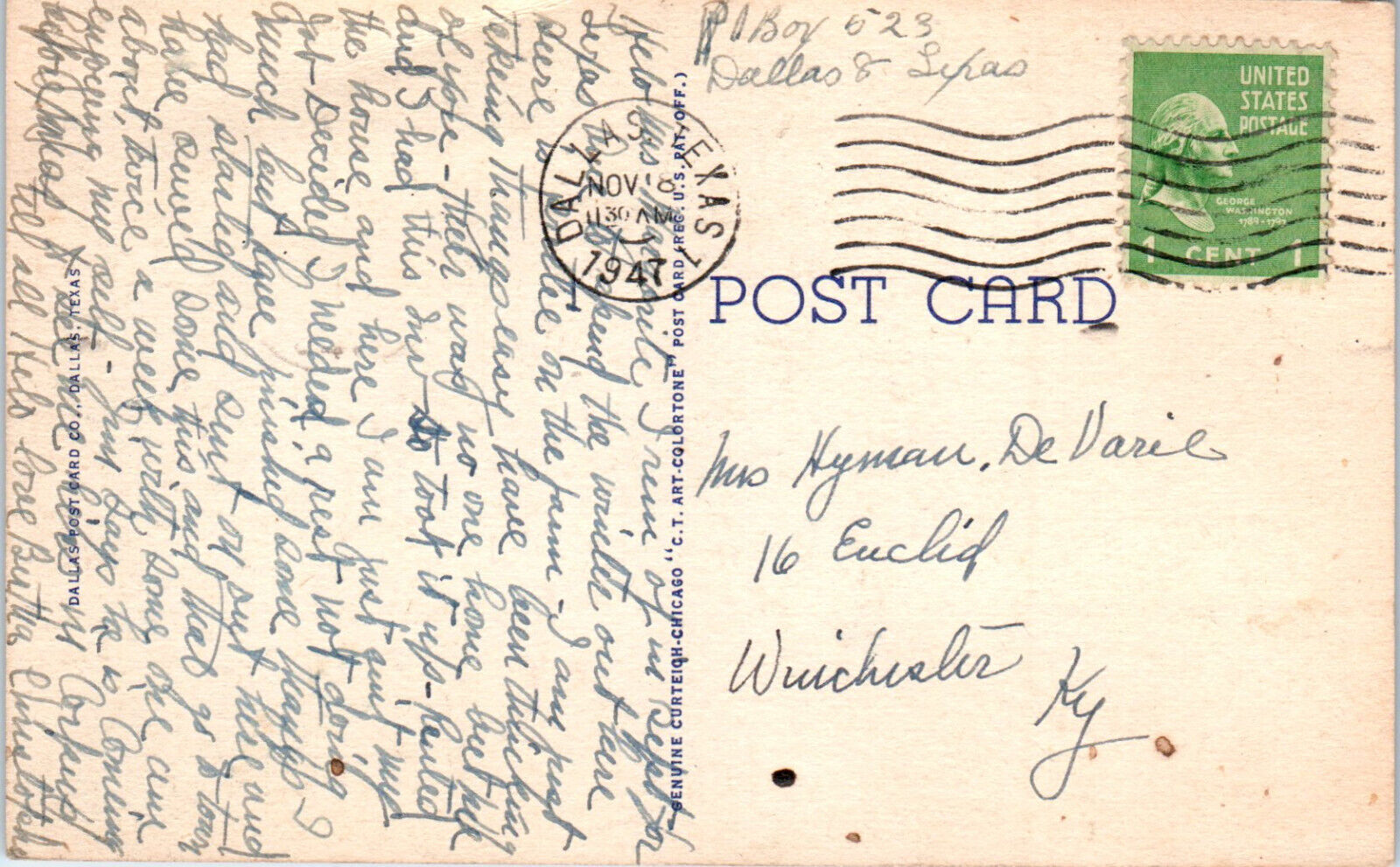 1942 Howdy from Dallas TX Large Letter Postcard | United States - Texas ...