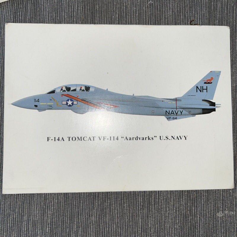 F-14A Tomcat VF-114 Aardvarks US Navy Oversized Postcard | United ...
