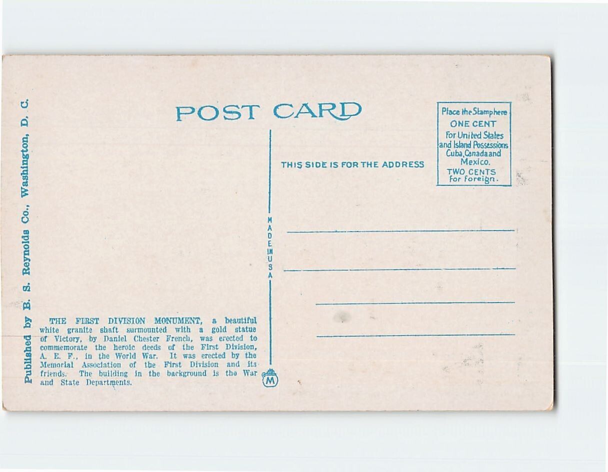 Postcard First Division Monument and War & State Departments Washington ...