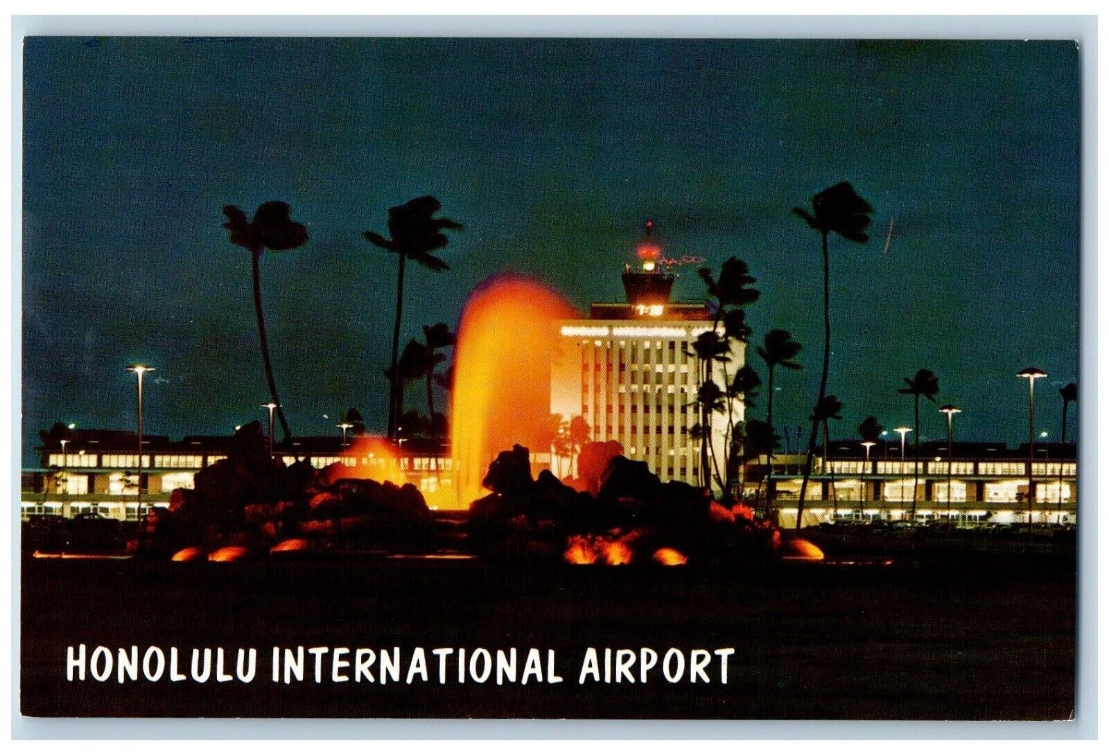 Honolulu Hawaii HI Postcard Honolulu International Airport Night View ...