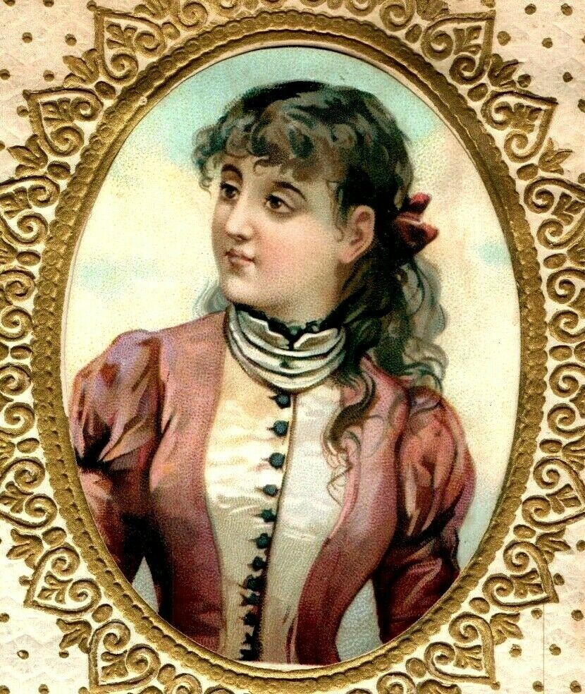 1870's-80's Dresden Fabric Label Lovely Young Lady Sky P181 | Ephemera ...