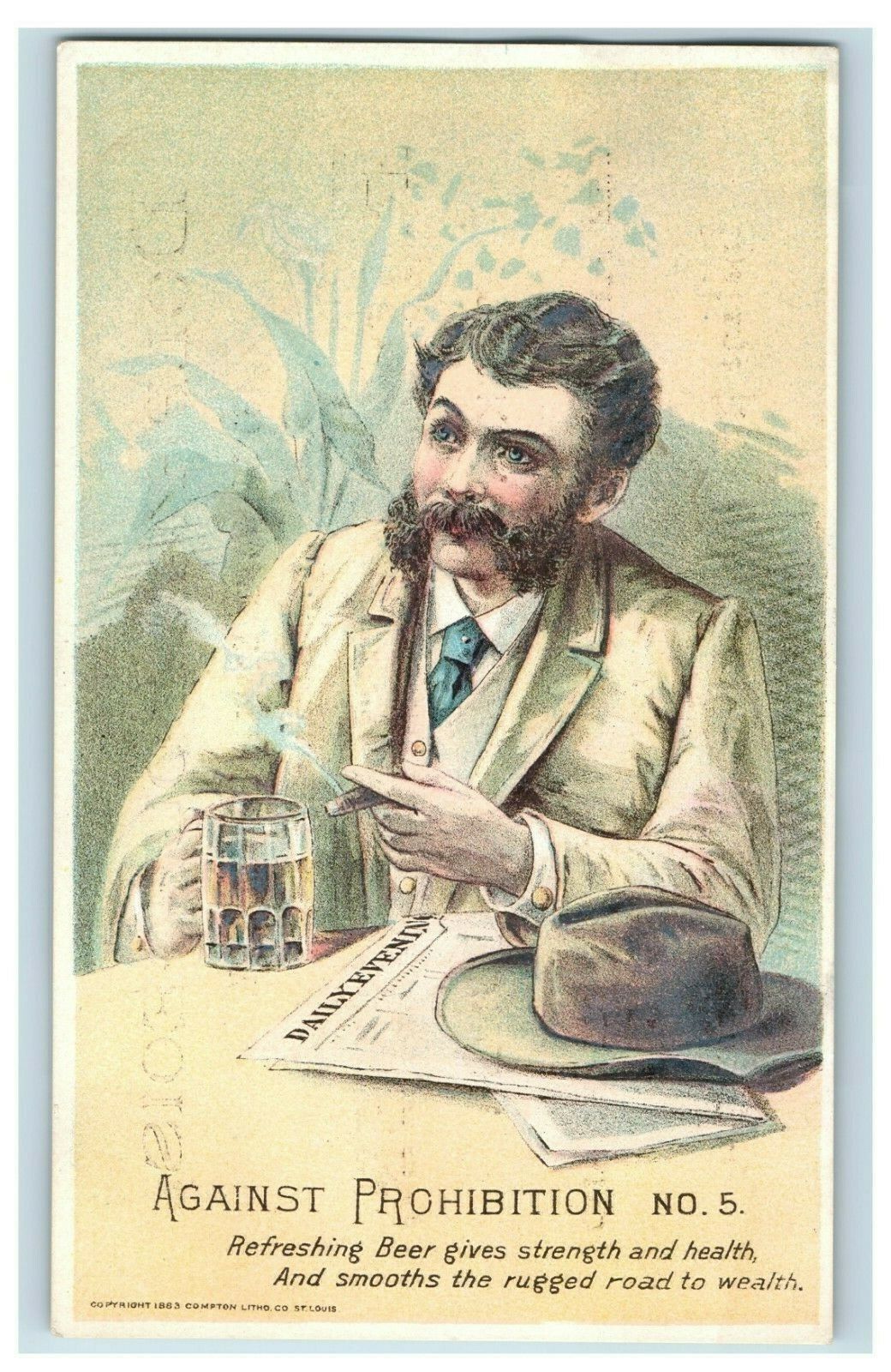 1883 Against Prohibition Dolphis Bourgeois Rochester Lager Indian Pale ...