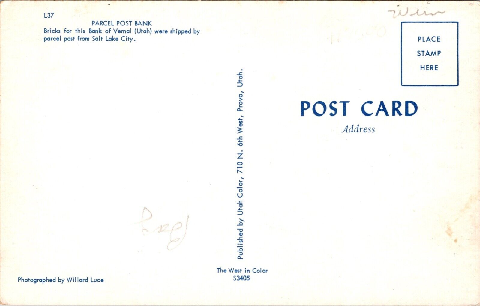 Postcard Parcel Post Bank of Vernal Utah, Rexall Drug Store Street ...