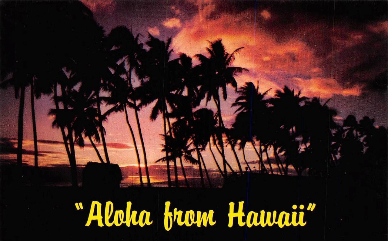 3~Chrome Postcards ALOHA FROM HAWAII Pretty Hula Girl~Sunset View ...