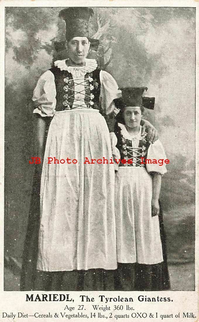Native Ethnic Costume, Mariedl the Tyrolean Giantess, Circus Freak Show ...
